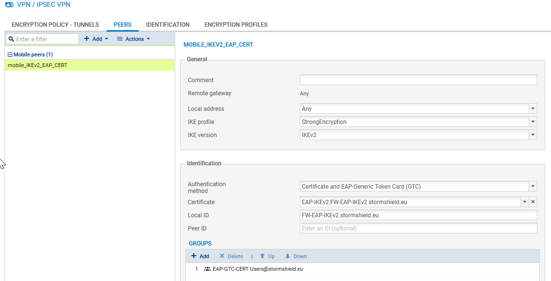 Creating IPsec VPN peer profiles