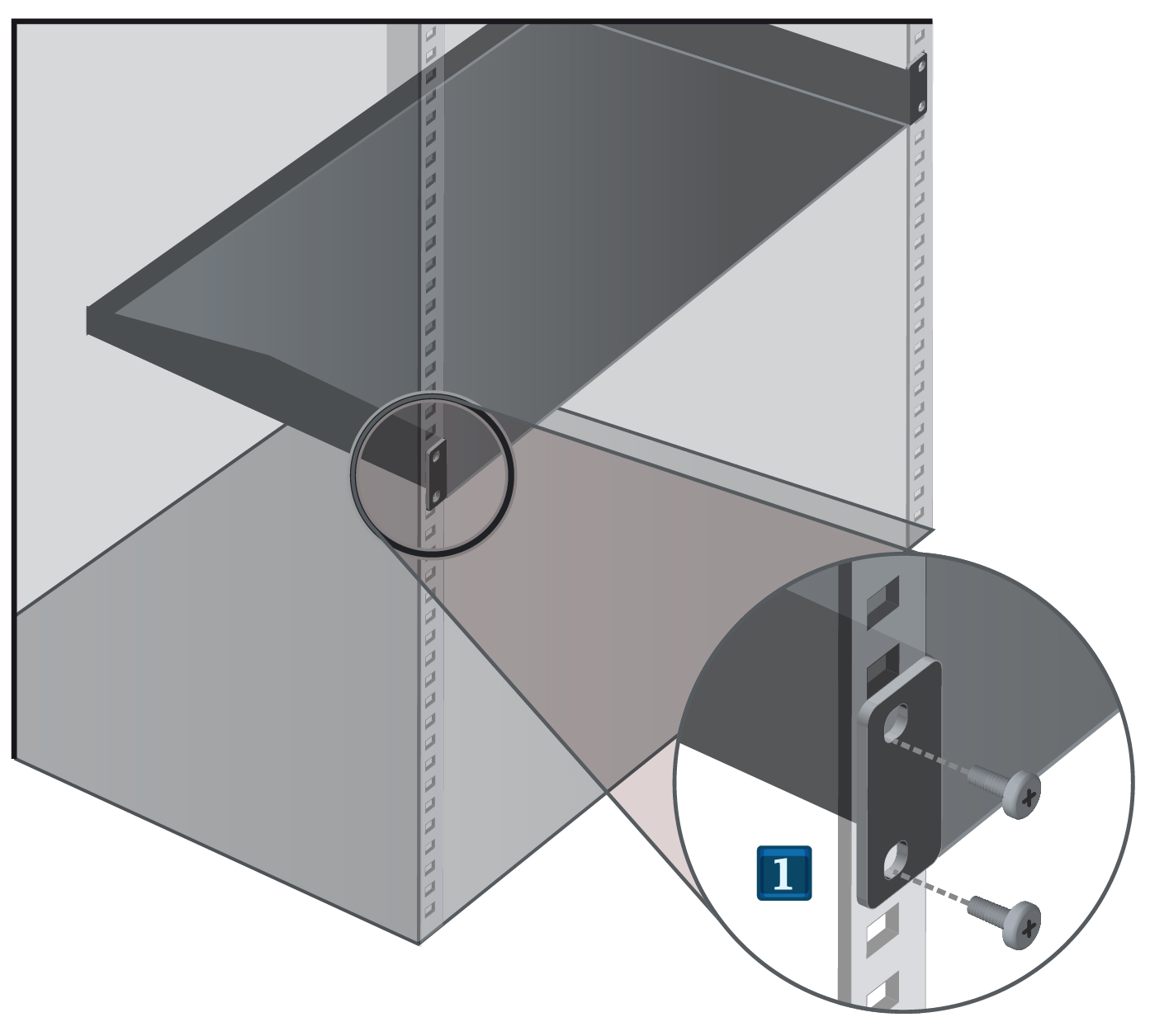 Installation in a 19" rack and cabinet