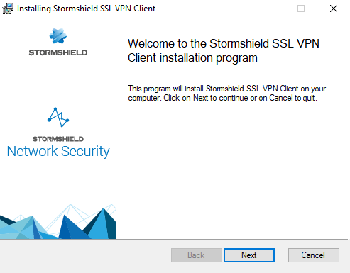 Installer le client VPN SSL Stormshield